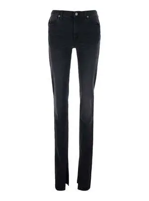 Gucci Black Mid-rise Jeans With Split Hems In Denim For - Multicolor