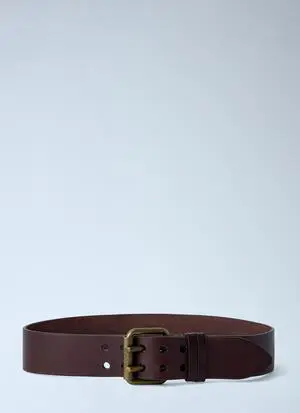 Saint Laurent Smooth Leather Motorcycle Belt - Brown