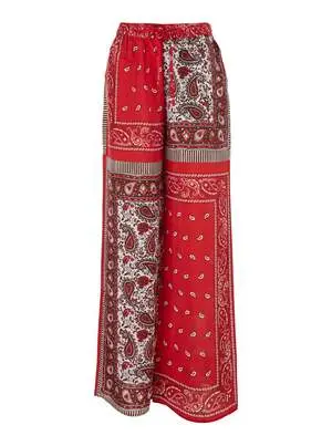 P.a.r.o.s.h Red Pants With Elasticated Waist And Bandana Print In Fabric For - Multicolor