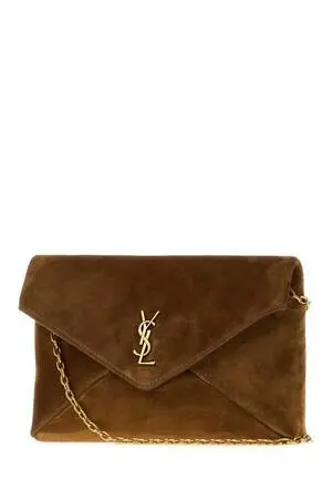 Saint Laurent Suede Small Cassandre Crossbody Bag - Brown