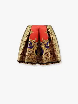 Versace Cheetah Barocco Silk Duchesse Skirt - Multicolor