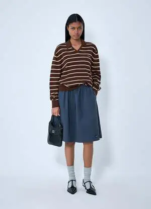 Miu Miu Striped Knit Polo Sweater