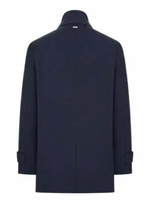 Herno Waterproof Technical Fabric Coat With Buttons And A High Collar