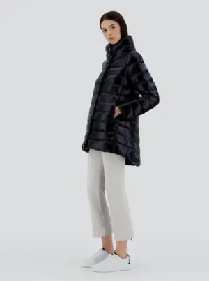Herno Amelia High Collar Tech Fabric Down Jacket - Black