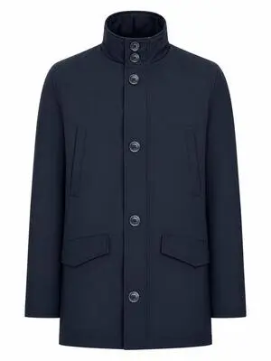 Herno Technical Fabric Coat With High Collar - Blue