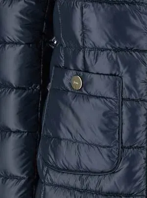 Herno Blue Down Jacket With Zip Closure And Two Patch Pockets In Tech Fabric For