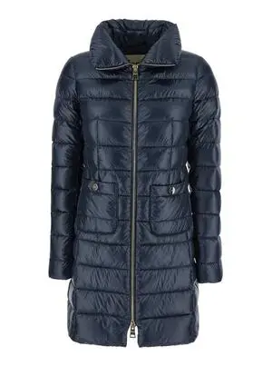 Herno Blue Down Jacket With Zip Closure And Two Patch Pockets In Tech Fabric For - Multicolor