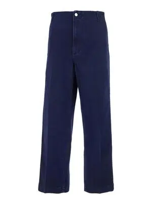 Gucci Blue Pants With One Patch Pocket On The Rear And Logo Lettering On The Rear In Cotton Canvas - Multicolor