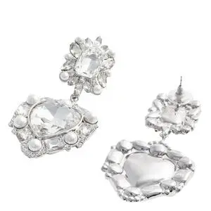 SELF-PORTRAIT Crystal Pearl Heart Earrings