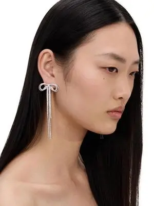 SELF-PORTRAIT Bow Crystal Drop Earrings - Multicolor