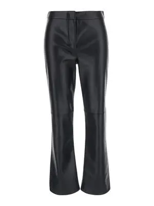MAX MARA 'S Maxmara Women 'Sublime' Black Pants With Flared Leg And Hidden Closure On The Front In Ecoleather For Women