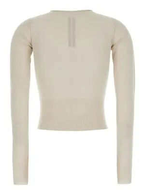 Rick Owens Beige Cropped Sweater With Front Cut-out And Ribbed Trims In Cashmere For - Multicolor
