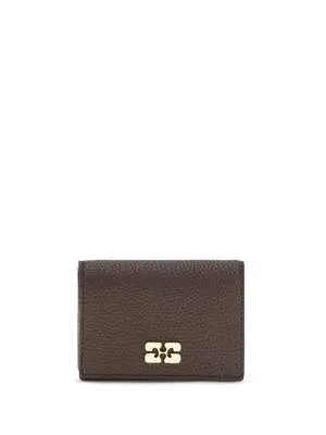 GANNI Flap Card Holder In Grained Leather - Brown