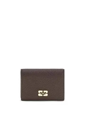 GANNI Flap Card Holder In Grained Leather - Brown