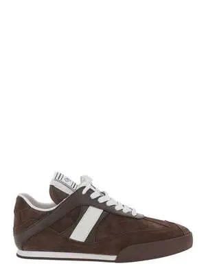 Chloé Brown Low Top Sneakers With Logo Patch On The Tongue In Suede For - Multicolor