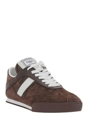 Chloé Brown Low Top Sneakers With Logo Patch On The Tongue In Suede For - Multicolor