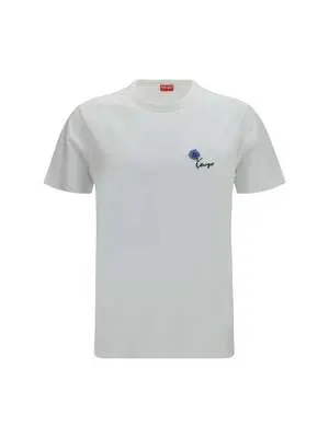 Kenzo Tulip Embroidered Cotton T-shirt - White