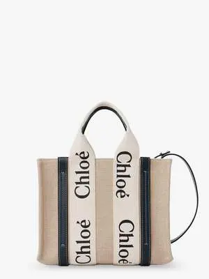 Chloé Woody Linen Canvas And Leather Crossbody Bag - Multicolor