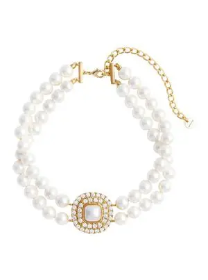 SELF-PORTRAIT Gold-colored Choker Necklace With Pearls And Lobster Clasp In Metal For - Multicolor