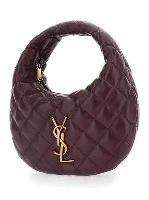 Saint Laurent Icarino' Bordeaux Handbag With Cassandre Plate On Front And Quilted Design In Leather - Multicolor