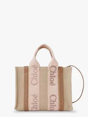 Chloé Woody Linen Canvas And Leather Crossbody Bag - Multicolor