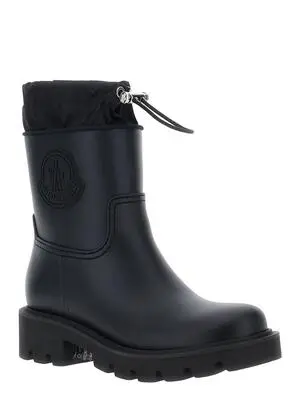Moncler Kickstream' Boots With Low Block Heel And Tonal Logo Patch On The Side In Tech Fabric - Black