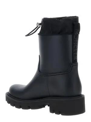 Moncler Kickstream' Boots With Low Block Heel And Tonal Logo Patch On The Side In Tech Fabric - Black
