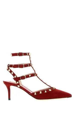 Valentino Garavani VALENTINO SUEDE ROCKSTUD PUMPS Red