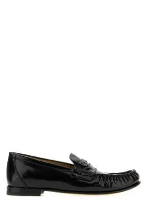 Fendi Leather Scrunch Loafers - Black