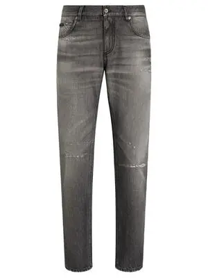 Dolce & Gabbana Regular Fit Denim Trousers - Gray