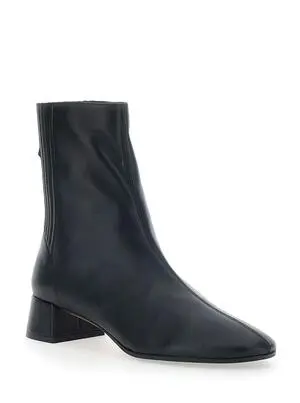 AQUAZZURA Saint Honore' Leather Ankle Boots - Black