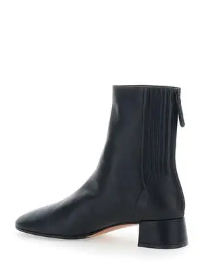 AQUAZZURA Saint Honore' Leather Ankle Boots - Black