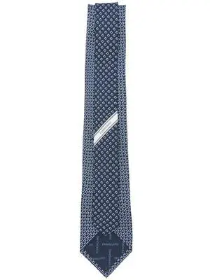 FERRAGAMO Gancini Square Print Silk Tie
