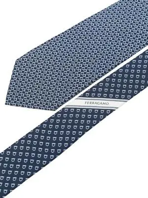 FERRAGAMO Gancini Square Print Silk Tie