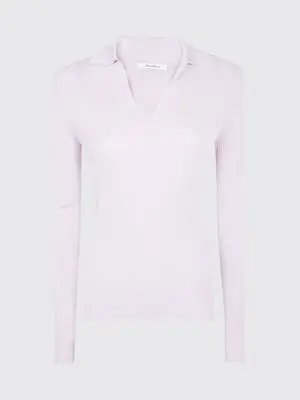 Max Mara Ribbed Silk And Cashmere Knit Polo With V-neck And Slim Fit - Pink