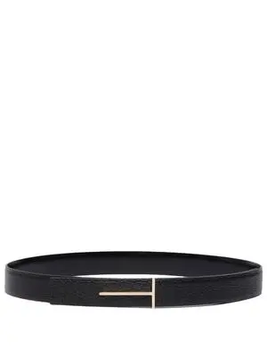 TOM FORD Grained Leather And Spazzolato Leather Slim T Belt - Black