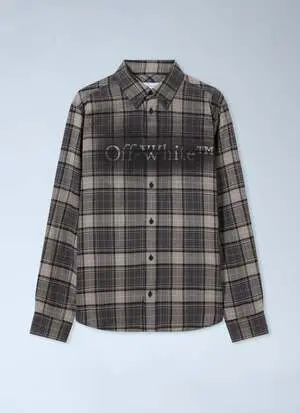Off-White Spray Book Check Flannel Shirt - Gray
