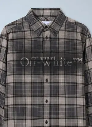Off-White Spray Book Check Flannel Shirt - Gray