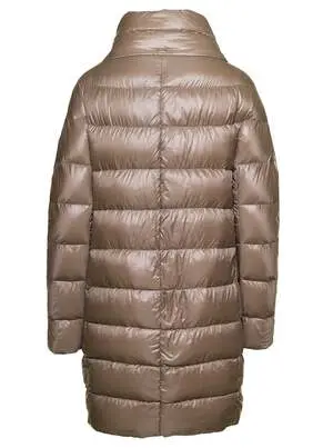 Herno Tech Fabric Funnel Neck Long Down Jacket - Cream