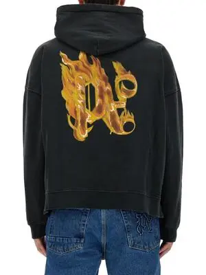 Palm Angels Burning Monogram Print Sweatshirt