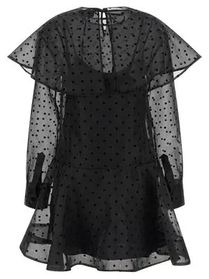 GANNI Organza Circle Collar Minidress - Black