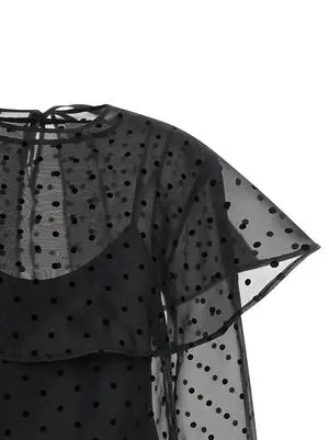 GANNI Organza Circle Collar Minidress - Black
