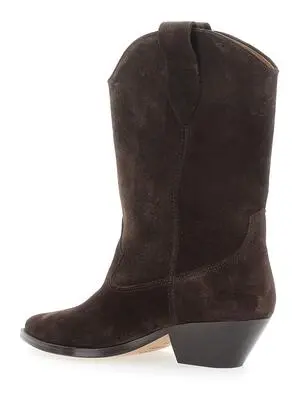 Isabel Marant Étoile Suede Low Block Heel Ankle Boots 'duerto' For - Brown