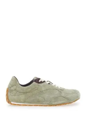 Bottega Veneta Orbit' Khaki Sneakers With Logo Lettering On The Back In Suede For - Multicolor