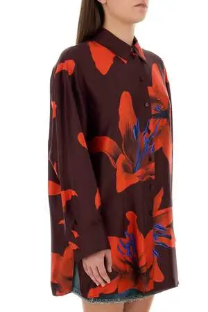 Alexander McQueen Printed Satin Oversize Shirt - Multicolor