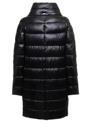 Herno High Collar Down Jacket In Tech Fabric - Black
