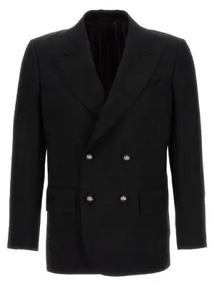 Etro Check Double-breasted Blazer - Black