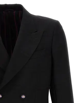 Etro Check Double-breasted Blazer - Black