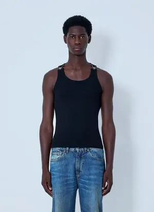 JEAN PAUL GAULTIER Ribbed Tank Top With Metal Hardware - Black