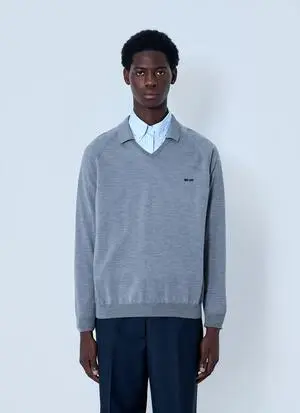 Miu Miu V-neck Knit Sweater - Gray